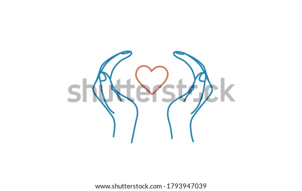Hands Protecting Heart Line Drawing Vector Stock Vector (Royalty Free ...