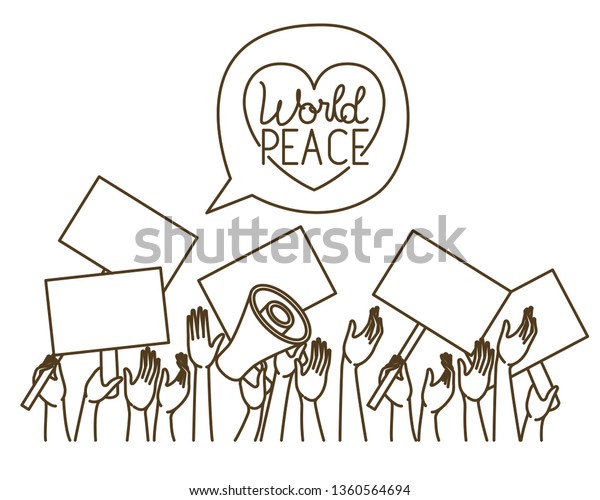 Hands Protest Sign World Peace Isolated Stock Vector (Royalty Free ...
