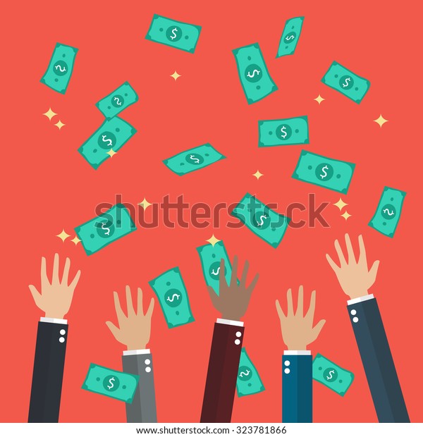 Hands Raised Throwing Catching Money Air Stock Vector (Royalty Free ...