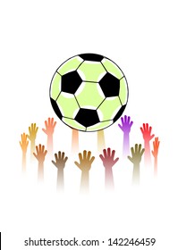 Hands Reach Soccer Ball Stock Vector (Royalty Free) 142246459 ...