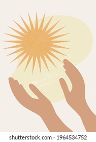 Hands Reaching Sun Symbol Peace Harmony Stock Vector (Royalty Free ...