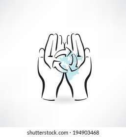 Hands Recycle Icon Stock Vector (Royalty Free) 194903519