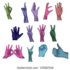 Hands Set 3 Colors Stock Vector (Royalty Free) 270587324 | Shutterstock