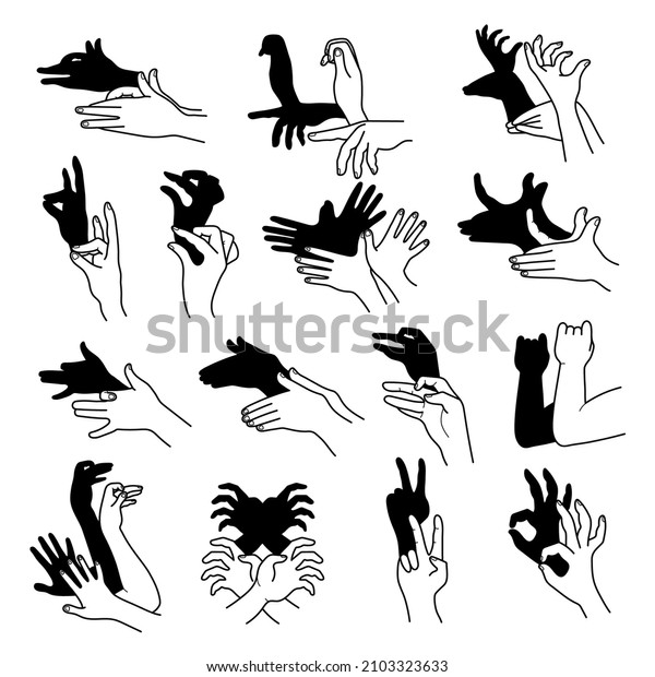 Hands Shadow Theatrical Gestures Hands Puppets: เวกเตอร์สต็อก (ปลอดค่า ...