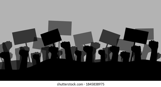 Hands Signs Protest Silhouette Background Concept Stock Vector (Royalty ...