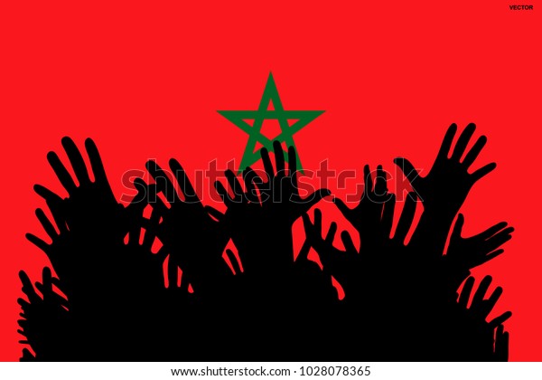 Hands Silhouettes On Morocco Flag Stock Vector (Royalty Free ...