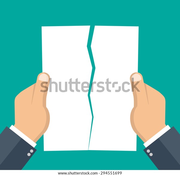Hands Tearing Apart Blank Sheet Paper Stock Vector (Royalty Free) 294551699