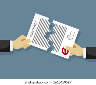 Hands Tearing Apart Contract Document Stock Vector (Royalty Free ...