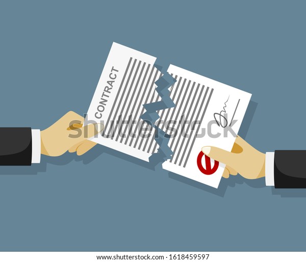 Hands Tearing Apart Contract Document Stock Vector (Royalty Free ...