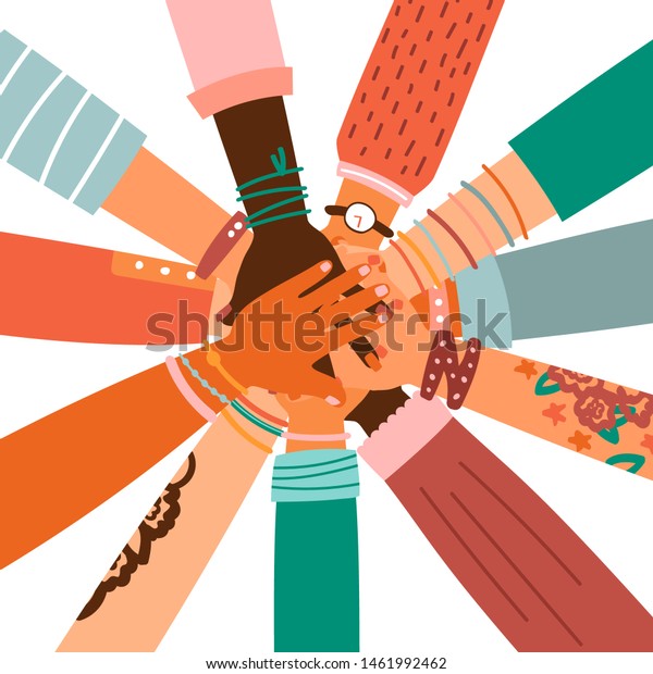 Hands Together Set Different Races Raised Stock Vector (Royalty Free ...