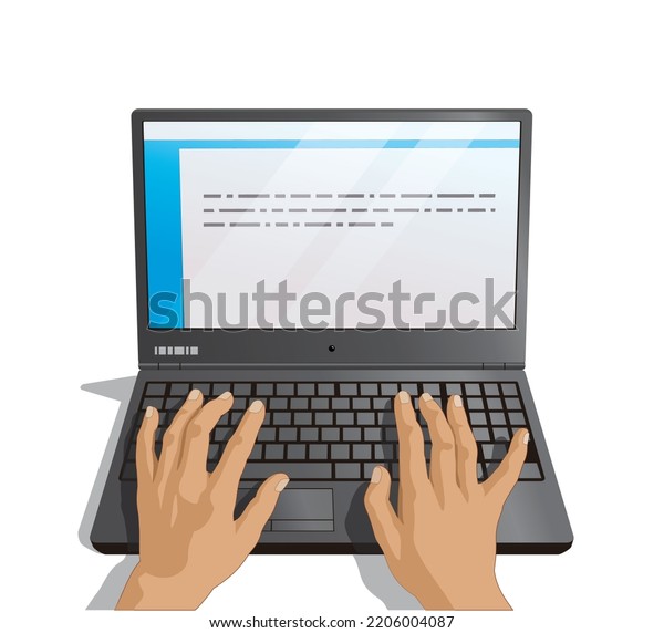 Hands Typing On Laptop Keyboard Vector Stock Vector (Royalty Free ...