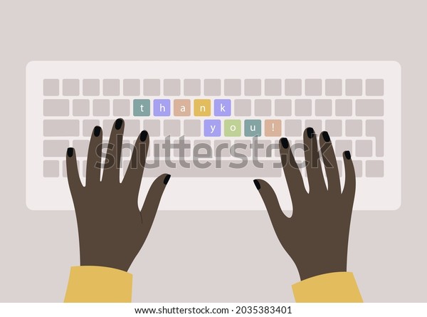 Hands Typing Thank You On Keyboard Stock Vector (Royalty Free ...
