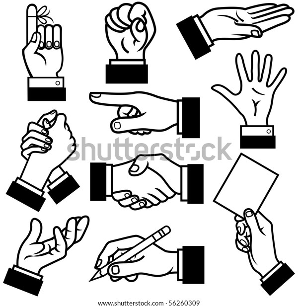Hands Vector Illustration Different Poses Stock Vector (Royalty Free ...