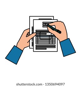 Hands Writing Tax Documents Paper Stock Vector (Royalty Free ...