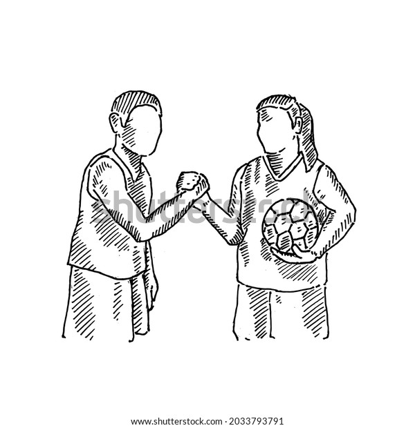 Handshake Handshake Between Players Soccer Coach Stock Vector (Royalty ...