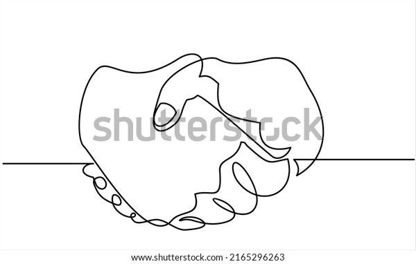 Handshake Continuous Line Vector Drawing Business Stock Vector Royalty