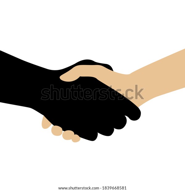 Handshake Different Nationalities Black Beige Hands Stock Vector ...