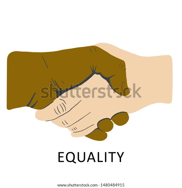 Handshake Equality Concept Flat Cartoon Style: เวกเตอร์สต็อก (ปลอดค่า ...