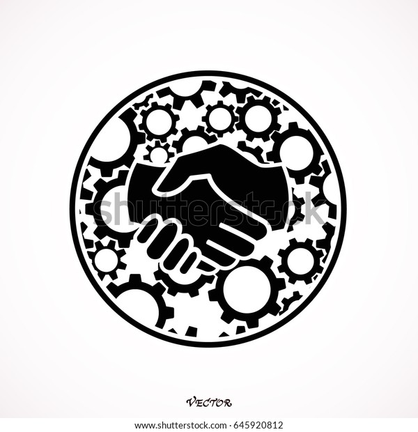 Handshake Gears Flat Design Illustration Concepts Stock Vector (Royalty ...