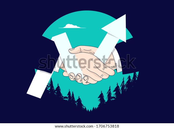 Handshake Graph Two Hands Shaking Over Stock Vector (Royalty Free ...