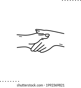 Handshake Hand Touching Vector Icon Outline Stock Vector (Royalty Free ...