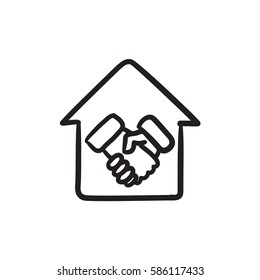 Handshake House Vector Sketch Icon Isolated Stock Vector (Royalty Free ...