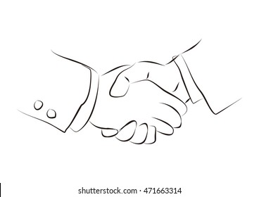 Handshake Doodle Icon Hand Shake Outline Stock Vector (Royalty Free ...