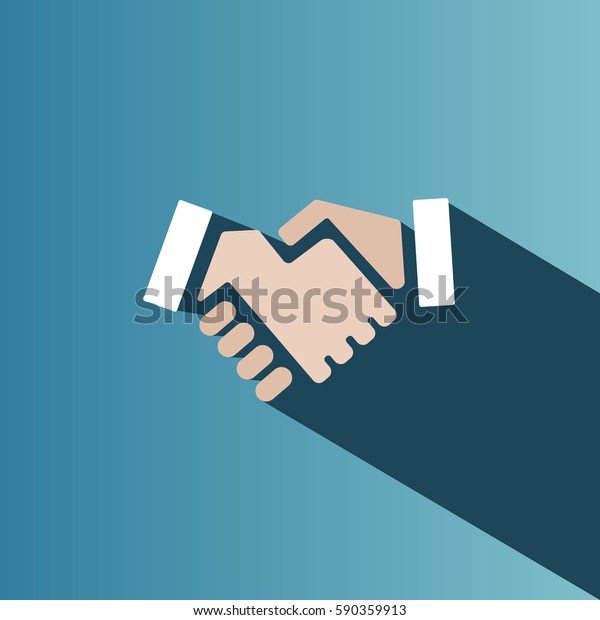 Handshake Icon Shadow On Blue Background Stock Vector (Royalty Free ...