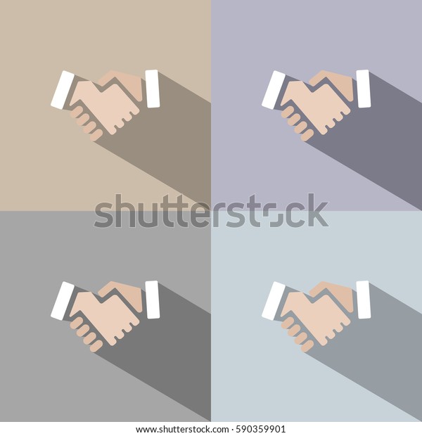 Handshake Icon Shadow On Colored Backgrounds Stock Vector (Royalty Free ...