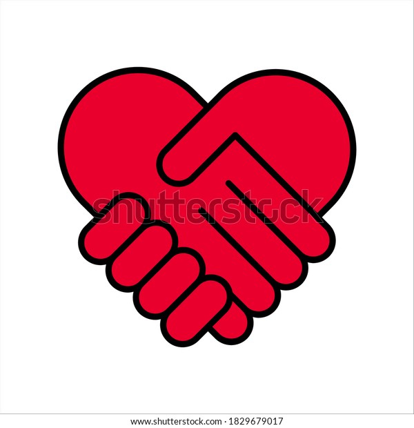 Handshake Icon Two Hands Together Heart Stock Vector (Royalty Free ...
