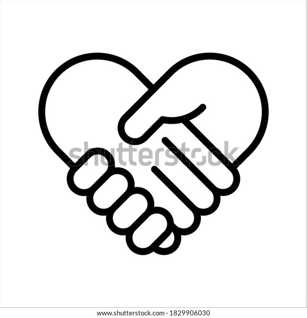 Handshake Icon Two Hands Together Heart Stock Vector (Royalty Free ...