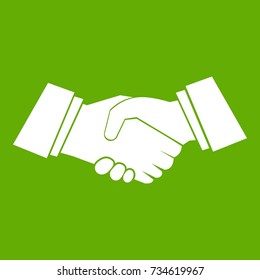 Handshake Icon White Isolated On Green Stock Illustration 1122837077