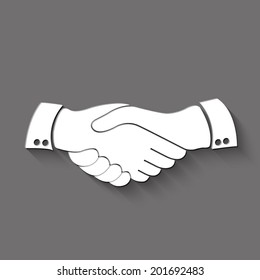 Handshake Icon White Vector Illustration Shadow Stock Vector (Royalty ...