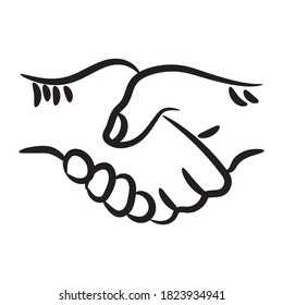 Handshake Introduction Icon Hand Drawn Style Stock Vector (Royalty Free ...