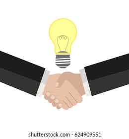 Handshake Light Bulb On White Background Stock Vector (Royalty Free ...