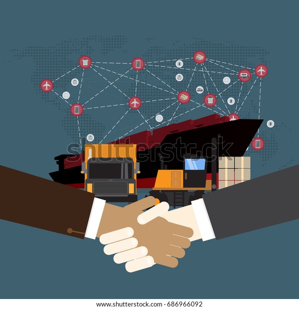 Handshake Logistics Transportation Container Cargo Ship Stock Vector ...