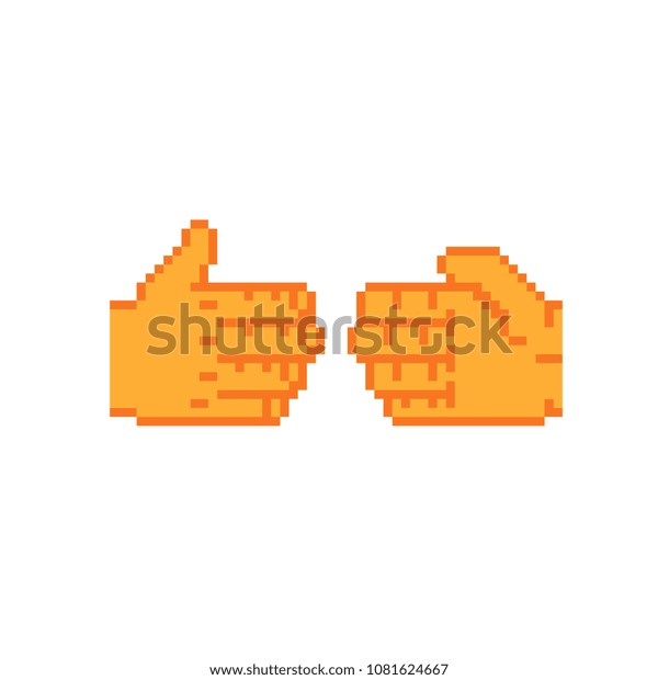 Handshake Pixel Art Icon Hand Pointer: vector de stock (libre de ...