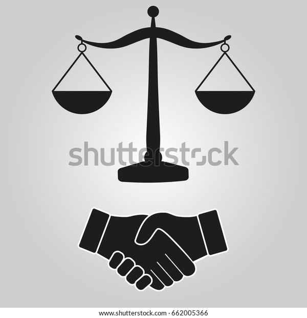 Handshake Scales Justice On Gray Background Stock Vector (Royalty Free ...