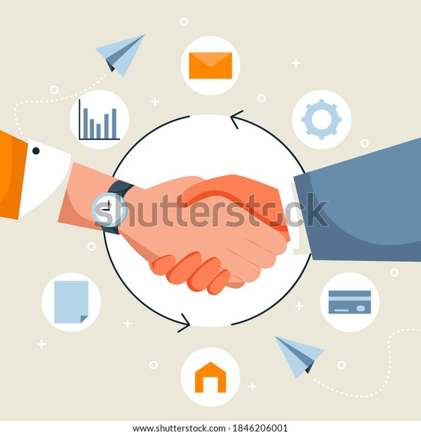 Handshake Shaking Hands Business Vector Illustration: เวกเตอร์สต็อก ...