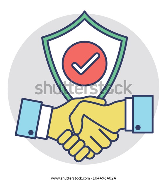 Handshake Shield Check Mark Symbol Trust Stock Vector (Royalty Free ...