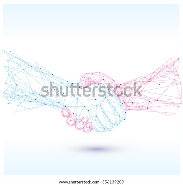 Handshake Sign Iconpolygonal Blue Hands Vector Stock Vector (Royalty ...