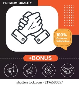 Handshake Teamwork Icon Orange Black Background Stock Vector (Royalty ...