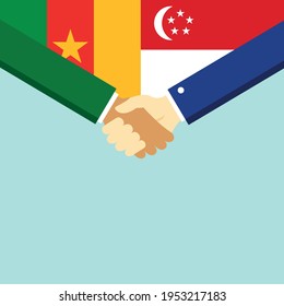 Handshake Two Flags Cameroon Singapore Flat Stock Vector (Royalty Free ...
