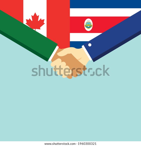 Handshake Two Flags Canada Costa Rica Stock Vector (Royalty Free ...