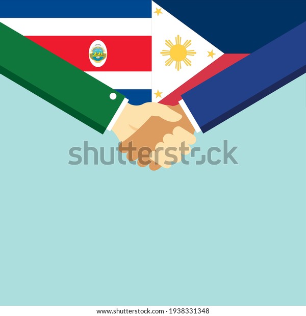 Handshake Two Flags Costa Rica Philippines Stock Vector (Royalty Free ...