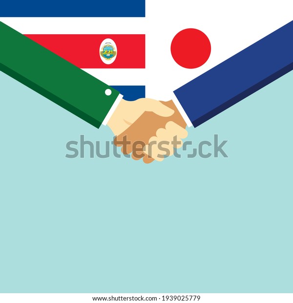 Handshake Two Flags Costa Rica Japan Stock Vector (Royalty Free ...
