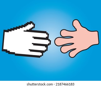Handshaking Pixel Cartoon Hand Stock Vector (Royalty Free) 2187466183 ...