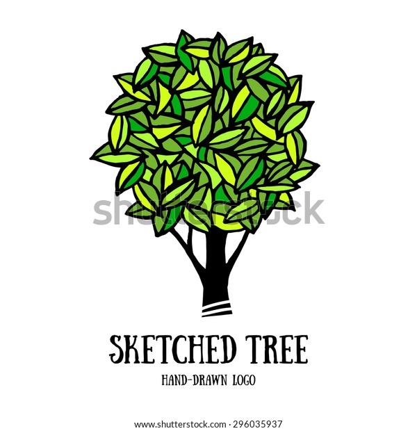 Handsketched Decorative Ornate Tree Logo Template Stock Vector (Royalty ...