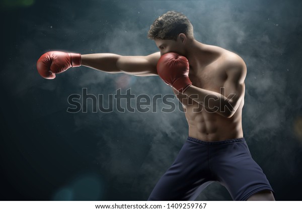 Handsome Boxer Throwing Right Cross 3d Stock Vector (Royalty Free ...