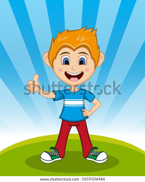 Handsome Little Boy Background Cartoon Vector Stock Vector (Royalty ...
